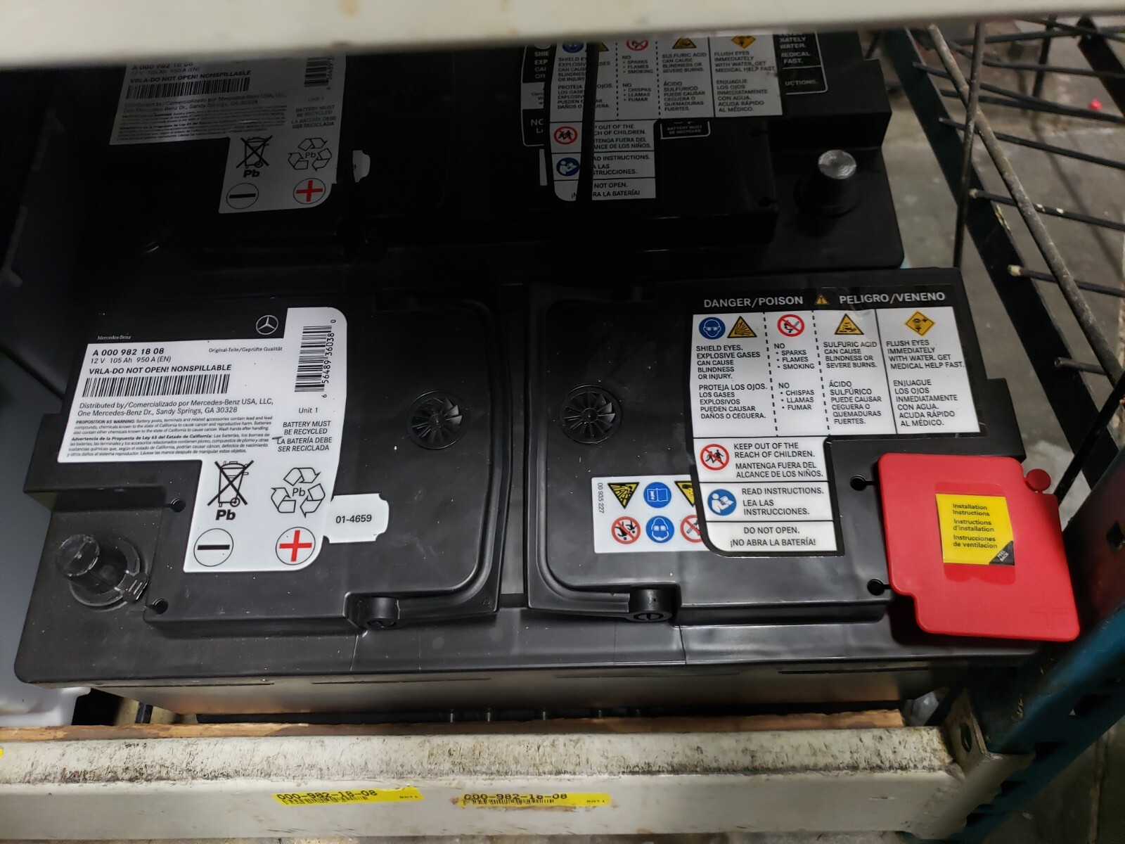 LARGE NEW OEM MERCEDES-BENZ & AMG PRIMARY STARTER BATTERY A0009821808 ...