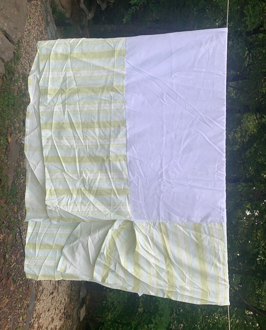 Waverly Blue Green Off White Stripe King Bedskirt Tailored Dust Ruffle ...