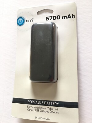 Onn Portable Battery Power Bank 6700 Mah Black Micro USB Cable 1ft ...