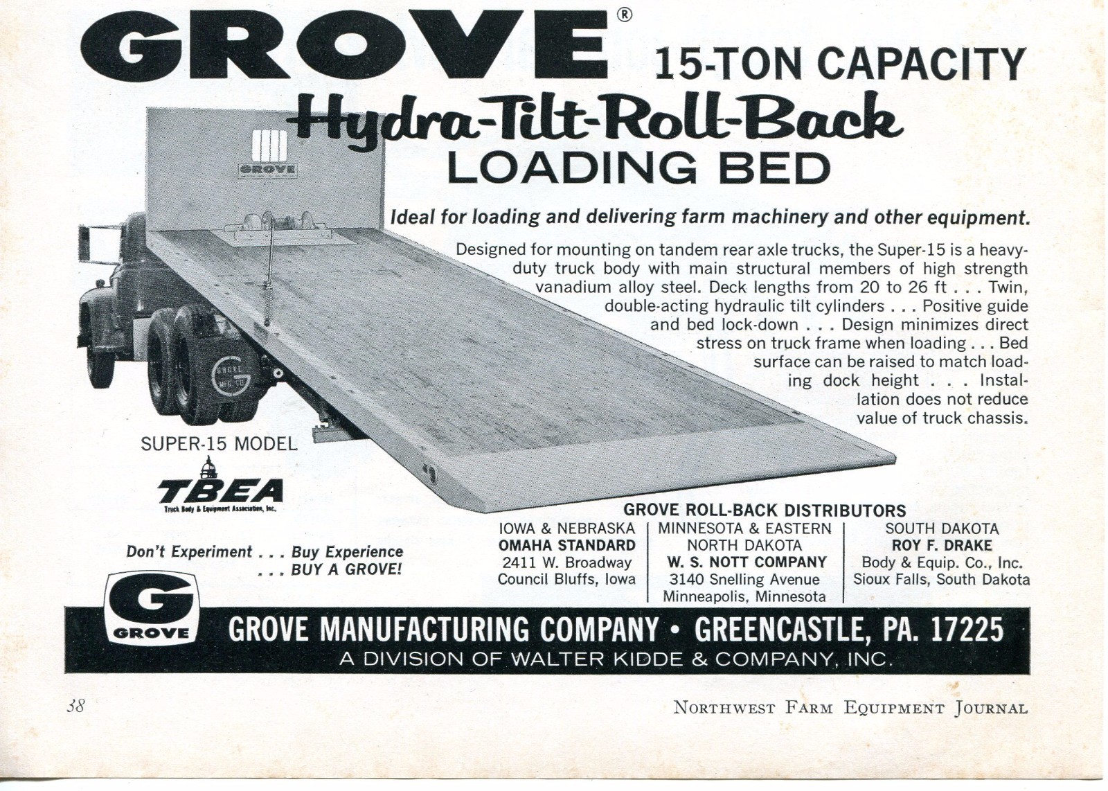 1969 Dealer Print Ad of Walter Kidde Grove Super 15 Hydra-Tilt Loading Truck Bed | eBay