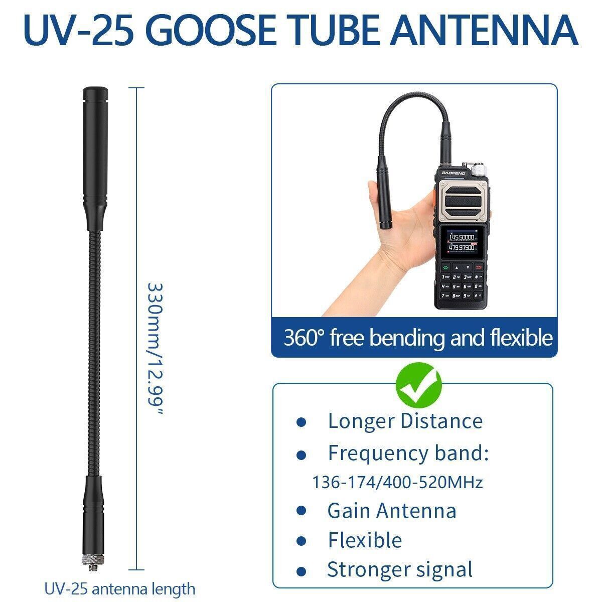 2Pcs Baofeng UV25 Walkie Talkie Long Range Tri-power Two Way Radio With ...