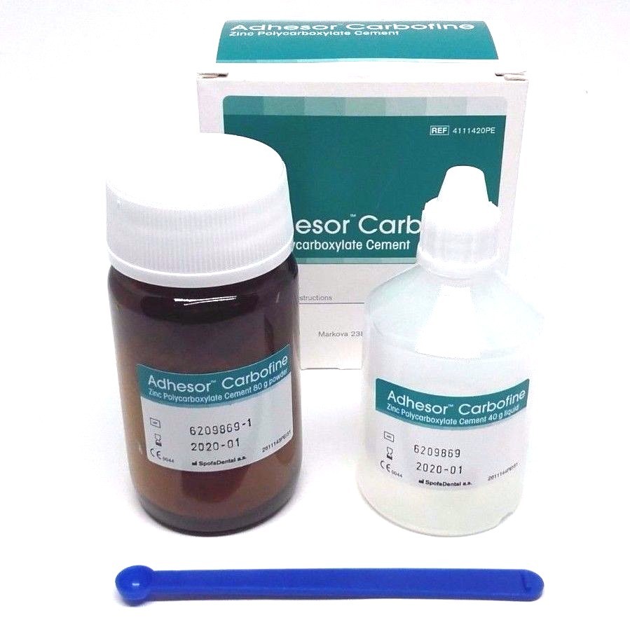 Adhesor Carbofine Zinc polycarb. Dental Cement 80g pow.+40g liq. exp 06 ...