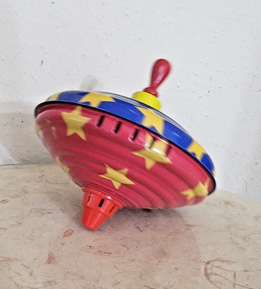 Vintage Tin Top Push-Down Spinning Toy 7 inches | eBay