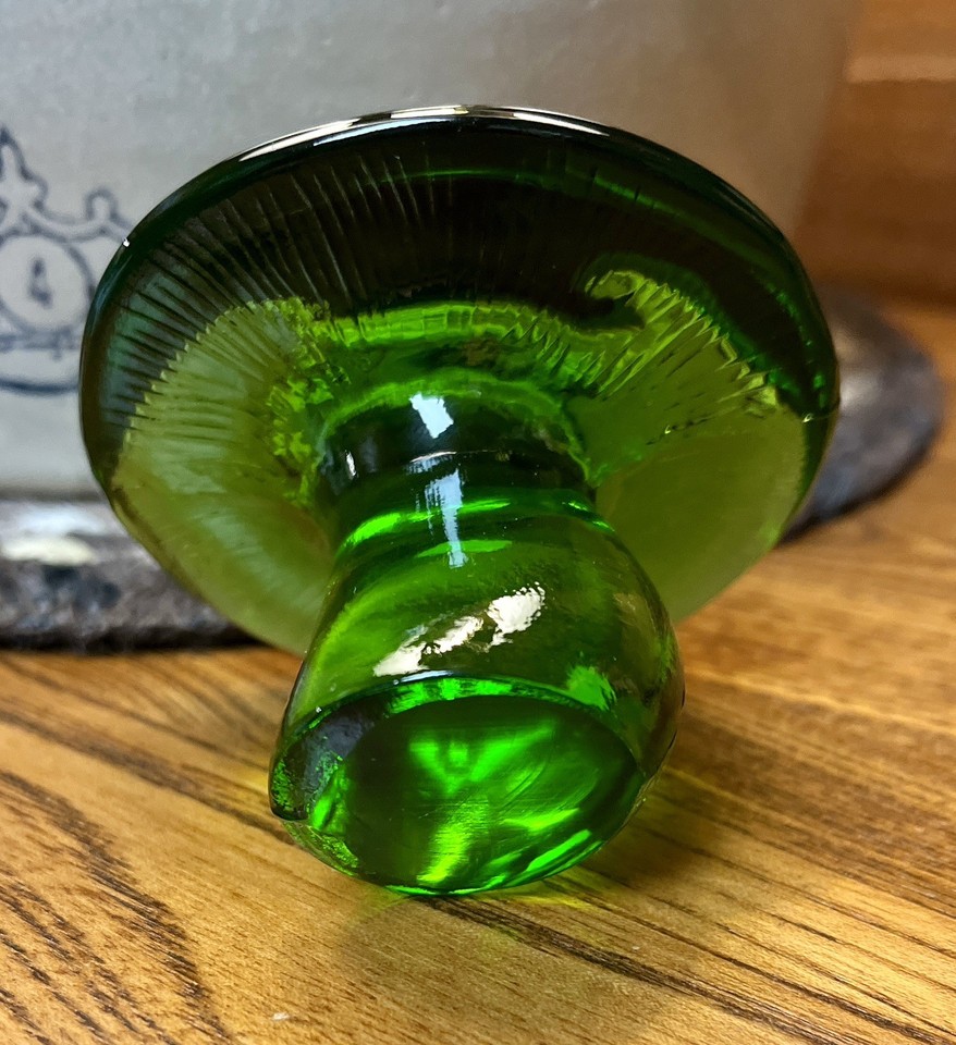 Viking Glass Mushroom Paperweight Green Vintage Small plus LE Glass ...
