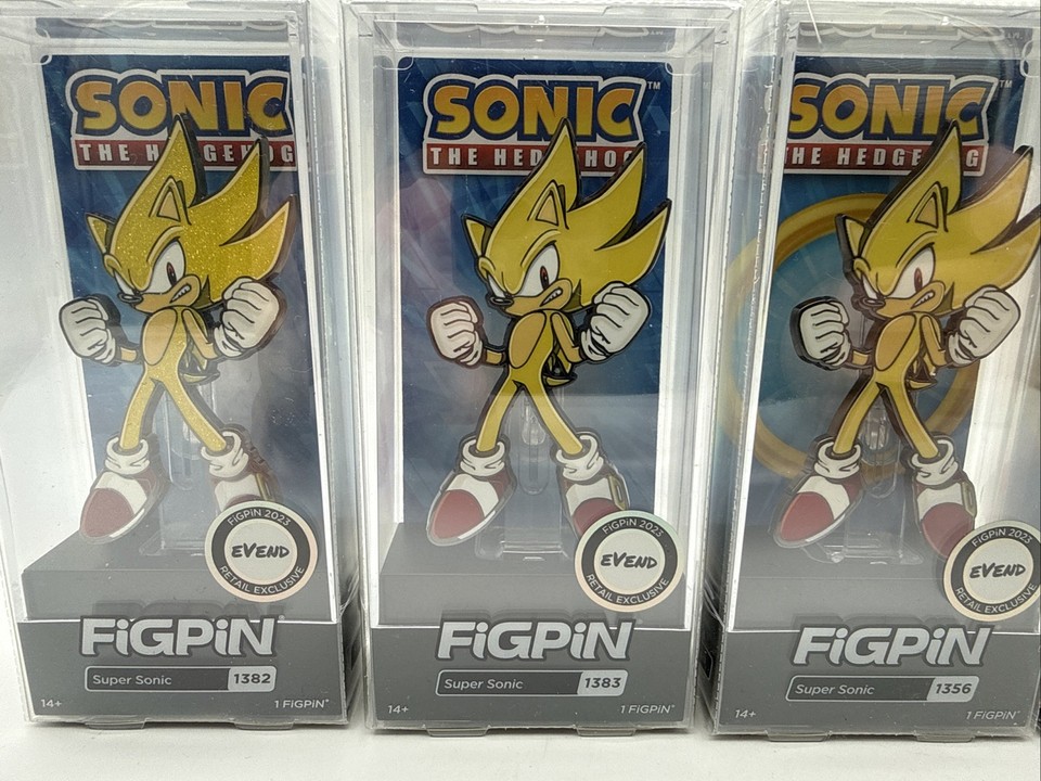 FiGPiN Super Sonic #1382, 1383, 1356 & Trail 1353 Lot SEGA Sonic the ...