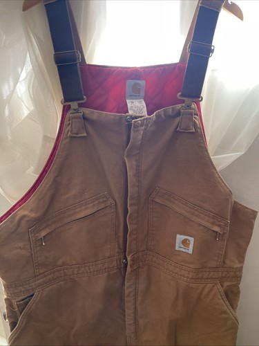 Carhartt Bib Overalls Mens 50x32 Duck Canvas Insulated Double Knee USA ...