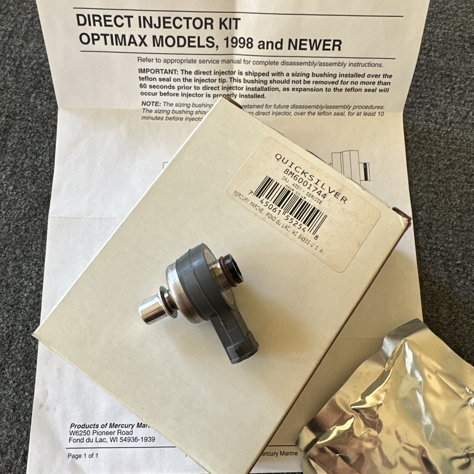 Mercury Optimax Direct Air Injector 8M6001744 for sale online | eBay