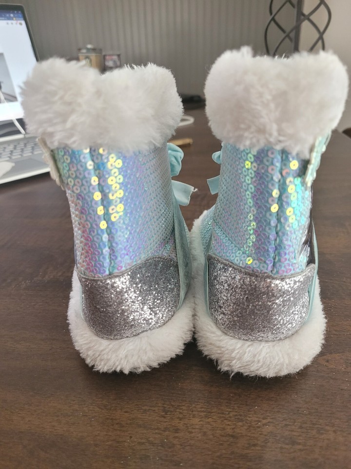Disney Frozen Soft Shell Sequin Fur Trimmed Slipper/Boot Size 7-8 | eBay