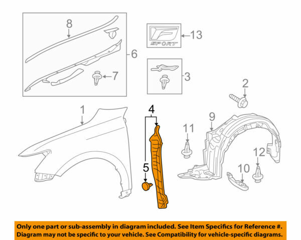 53827-76010 Toyota Protector, front fender side panel, rh 5382776010 ...