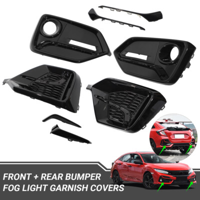 Front & Rear Bumper Fog Light Garnish Covers For Honda Civic Hatchback ...