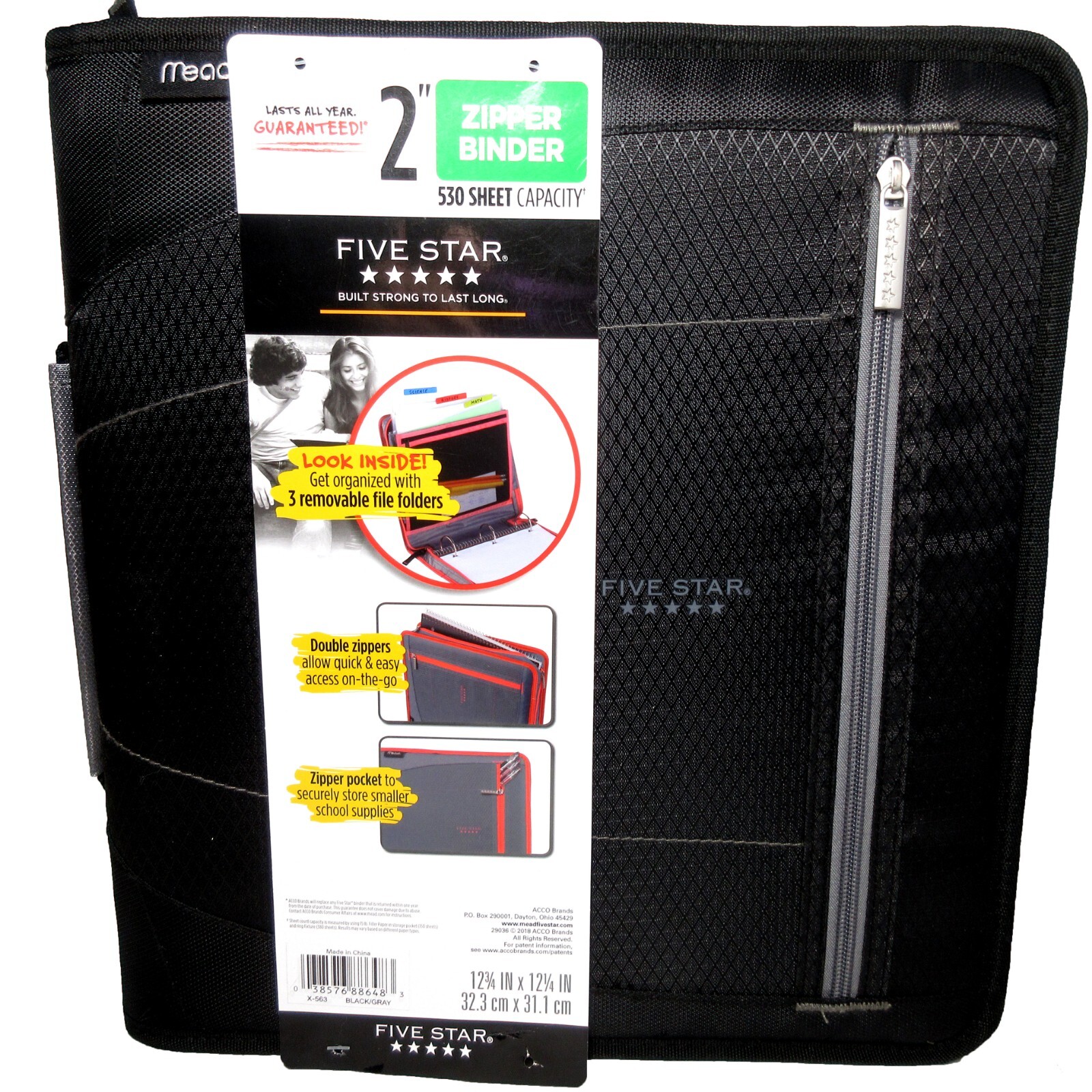 Five+Star+2+Inch+ZIPPER+Binder+3+Ring+Binder+Removable+File+Folders ...