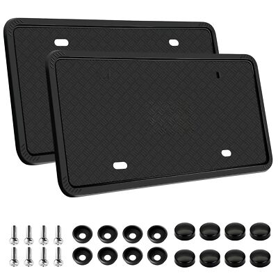 2 PCS Silicone License Plate Frames Rubber Front & Rear Plate Holder ...