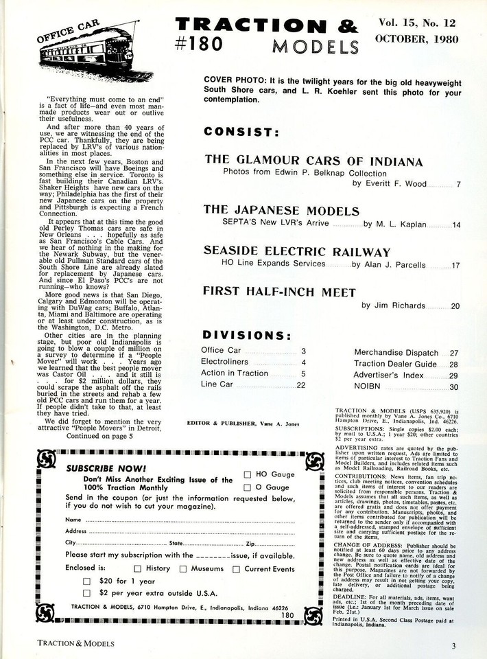 Traction & Models Magazine : Run No 180 : October 1980 : HO Layout ...