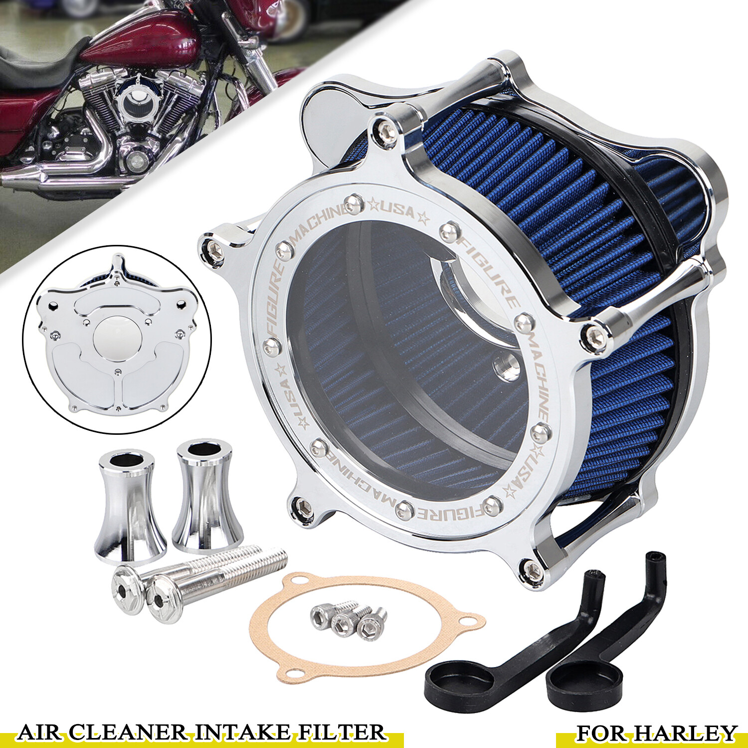 Clarity Air Cleaner Blue Intake Filter For Harley Street Tri Road Glide ...