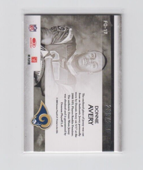 2008 Leaf Rookies & Stars Donnie Avery Freshman Orientation Jersey 239/ ...