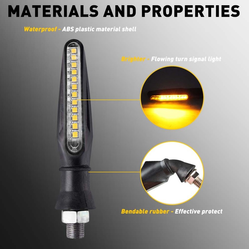Motorcycle LED Turn Front Signals Blinker Rear Waterproof Sequential ...