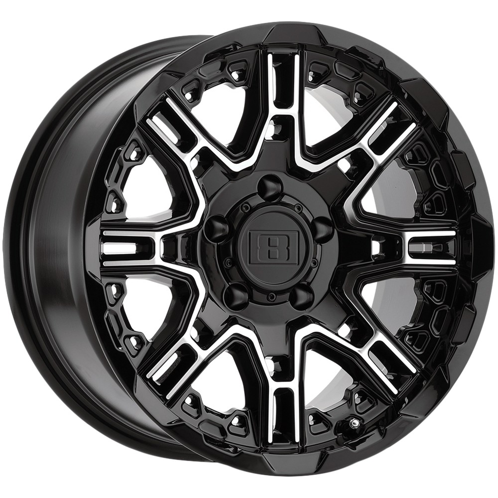 (Set-4) Level 8 Slingshot 22x11.5 5x5" -44mm Black/Machined Wheels Rims ...