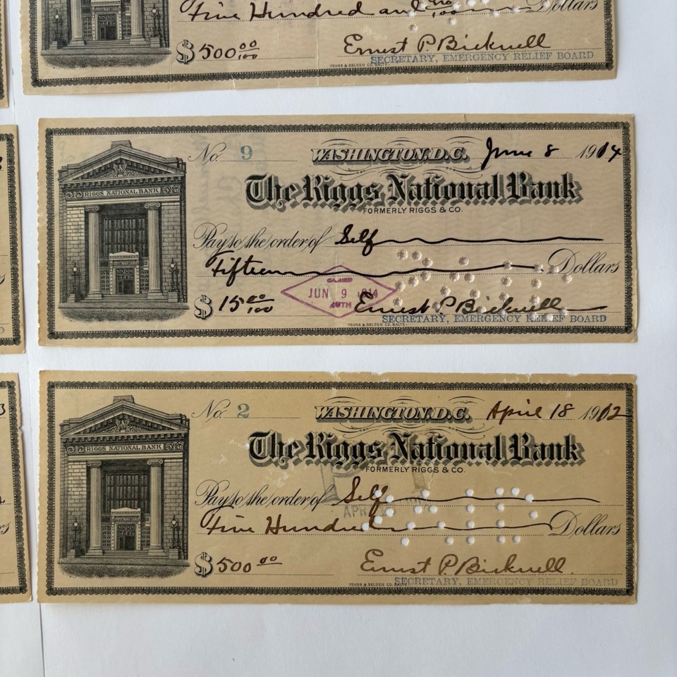 8 x Ernest Percy Bicknell Signed Checks American Red Cross | eBay