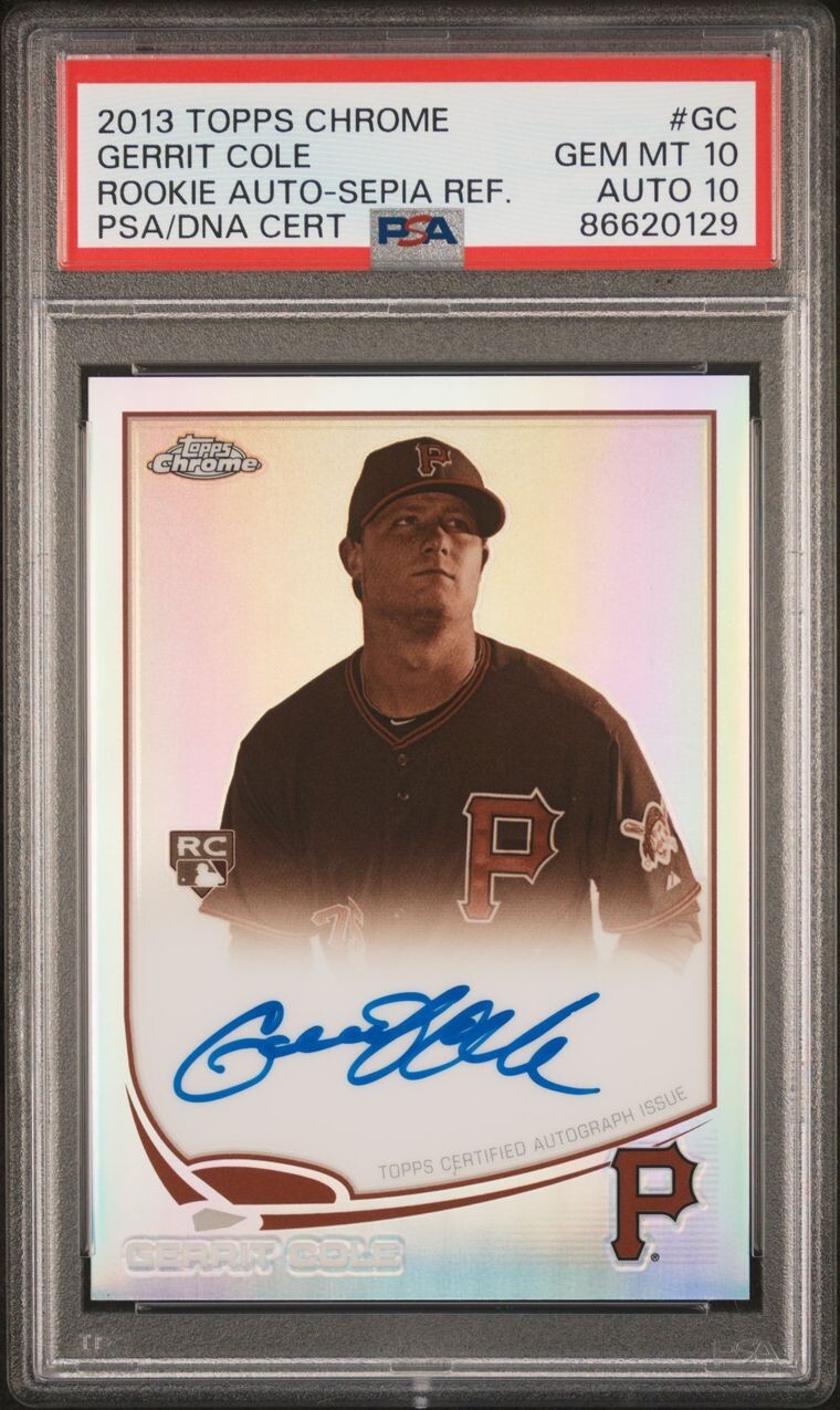 2013 Topps Chrome GERRIT COLE Autograph Auto Sepia /75 PSA DNA 10 ...