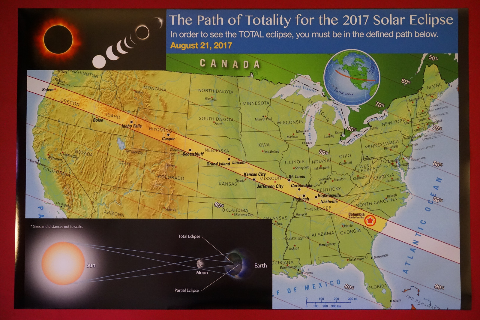2017 Solar Eclipse Totality Path Picture States Poster Print Deco 24X36 ...
