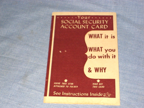 CC42* - Vintage 1947 Social Security Account Card Brochure, Form OAAN ...