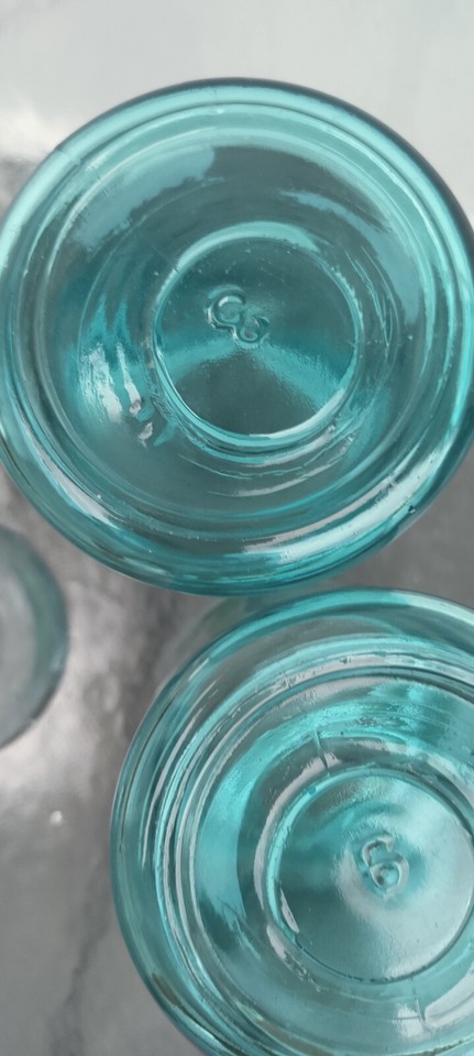 2 Vintage BALL MASON Blue Pint Fruit Jars W/ Zinc Lids - 3 L's Ball ...