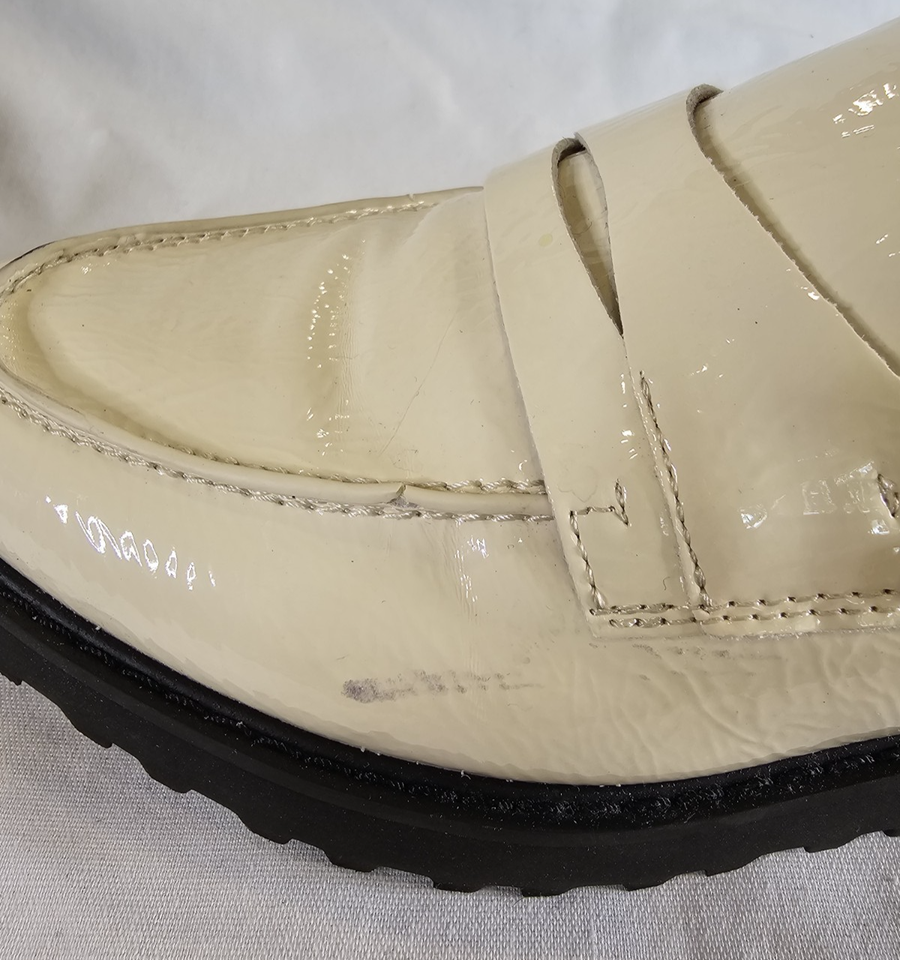 Franco Sarto Women's Sz 7 Shoes Ivory Patent Leather Penny Loafer Lug ...