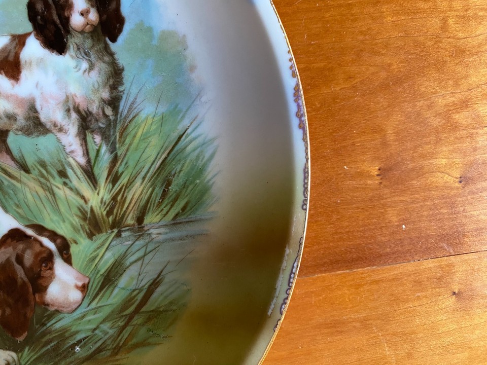 Set of 2 Antique German Porcelain Cabinet Plates Hunting Dogs 10.5" | eBay