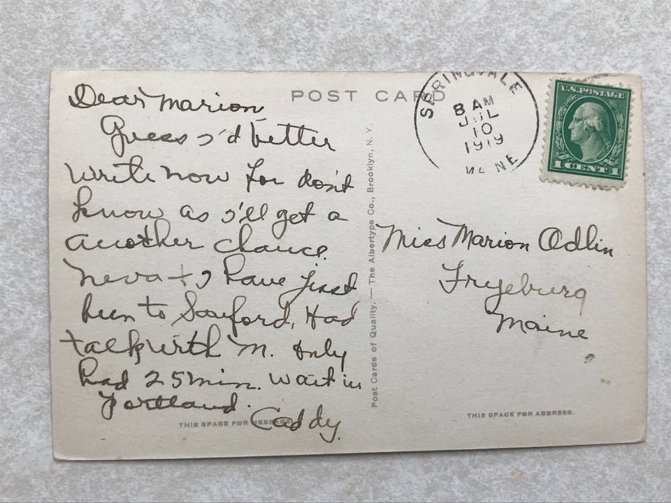 F2339 Postcard Bank Building Post Office Springvale ME Maine | eBay