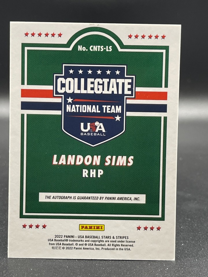 2022 USA Stars & Stripes LANDON SIMS Auto AUTOGRAPH Free Shipping 093/ ...