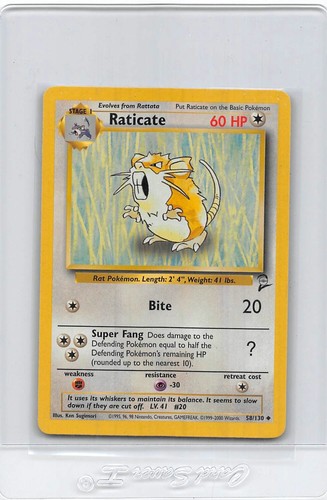 Raticate 58/130 - UNCOMMON - VINTAGE WOTC POKEMON CARD - BASE SET 2 ...