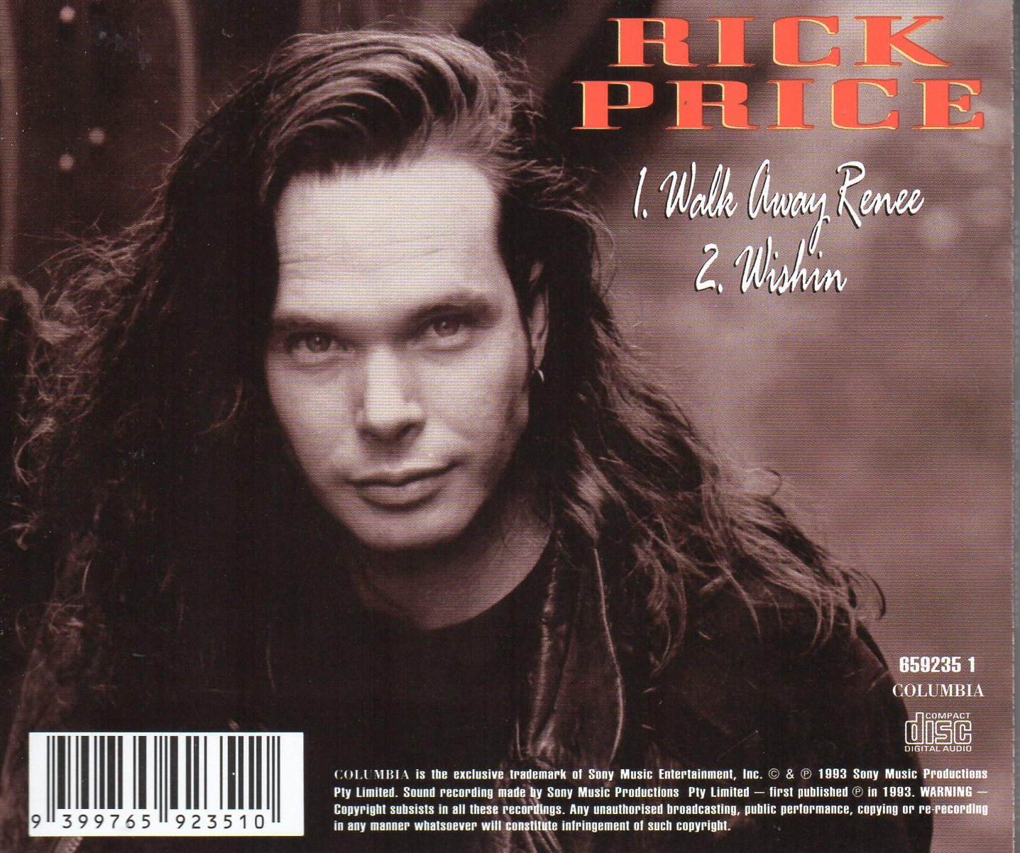 RICK PRICE - WALK AWAY RENEE CD SINGLE 1993 LIMITED EDITION FOLD OUT ...