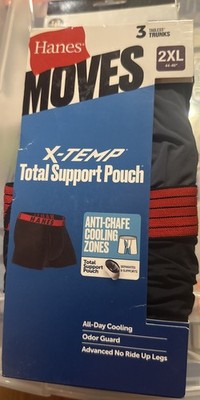 Hanes Moves X-Temp Total Support Pouch Trunks 3 Pack 2XL(44-46) Anti ...