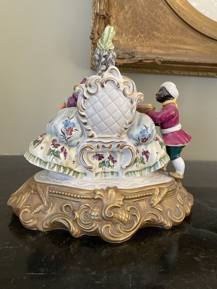 Dresden Porcelain Figurine Rococo Lady With A Footman German 19th/20th ...