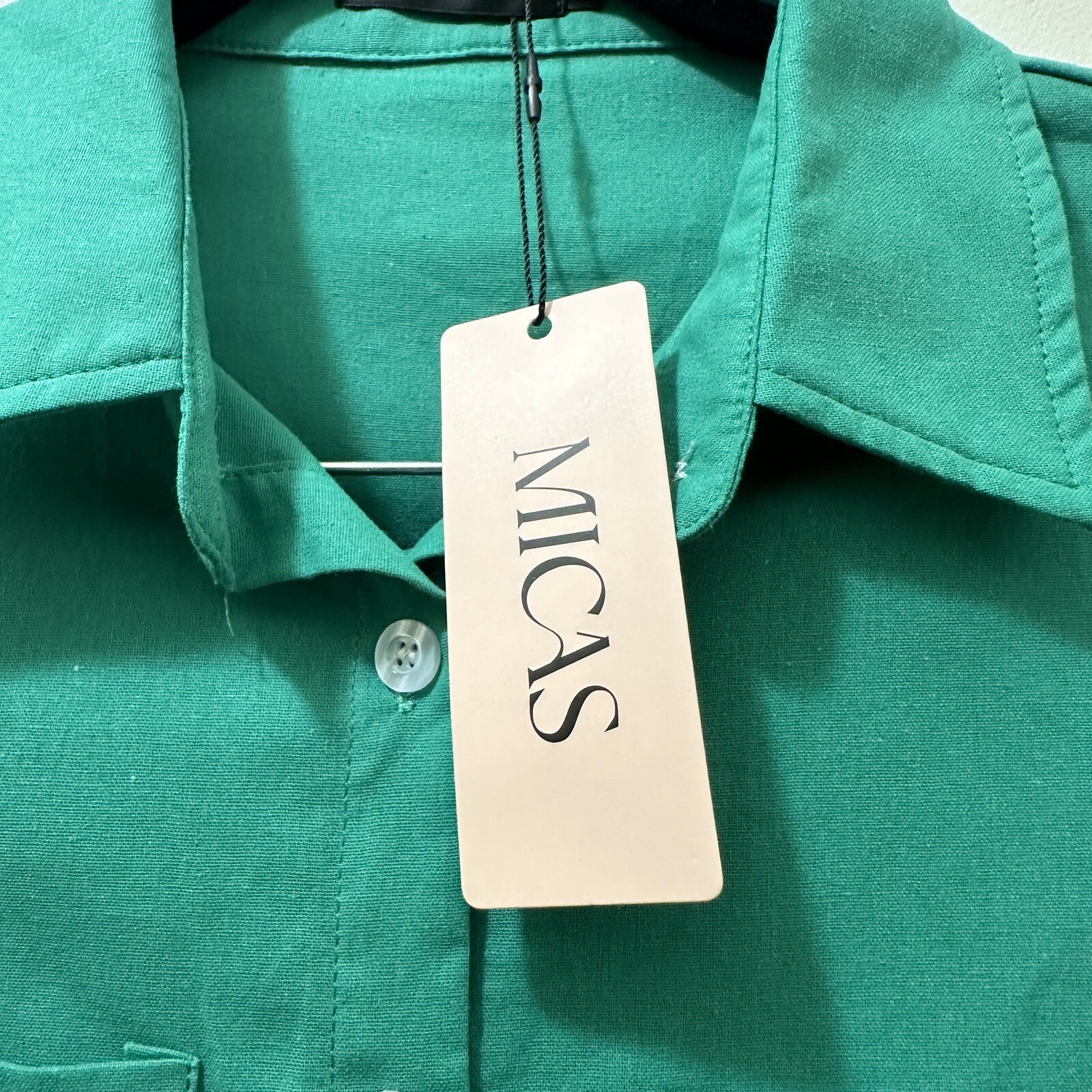 Micas 2 Piece Set Shorts Button Up Shirt M Tenniscore Kelly Green ...