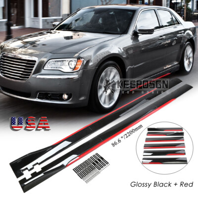 GLOSS Red Side Skirts Splitter Extension Rocker Panel for Chrysler 300 ...