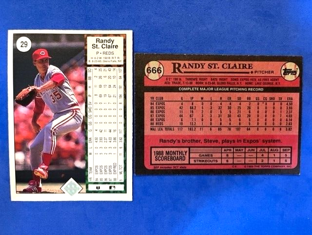 MLB - Randy St Claire 1989 Upper Deck & 1989 Topps Baseball - Reds | eBay