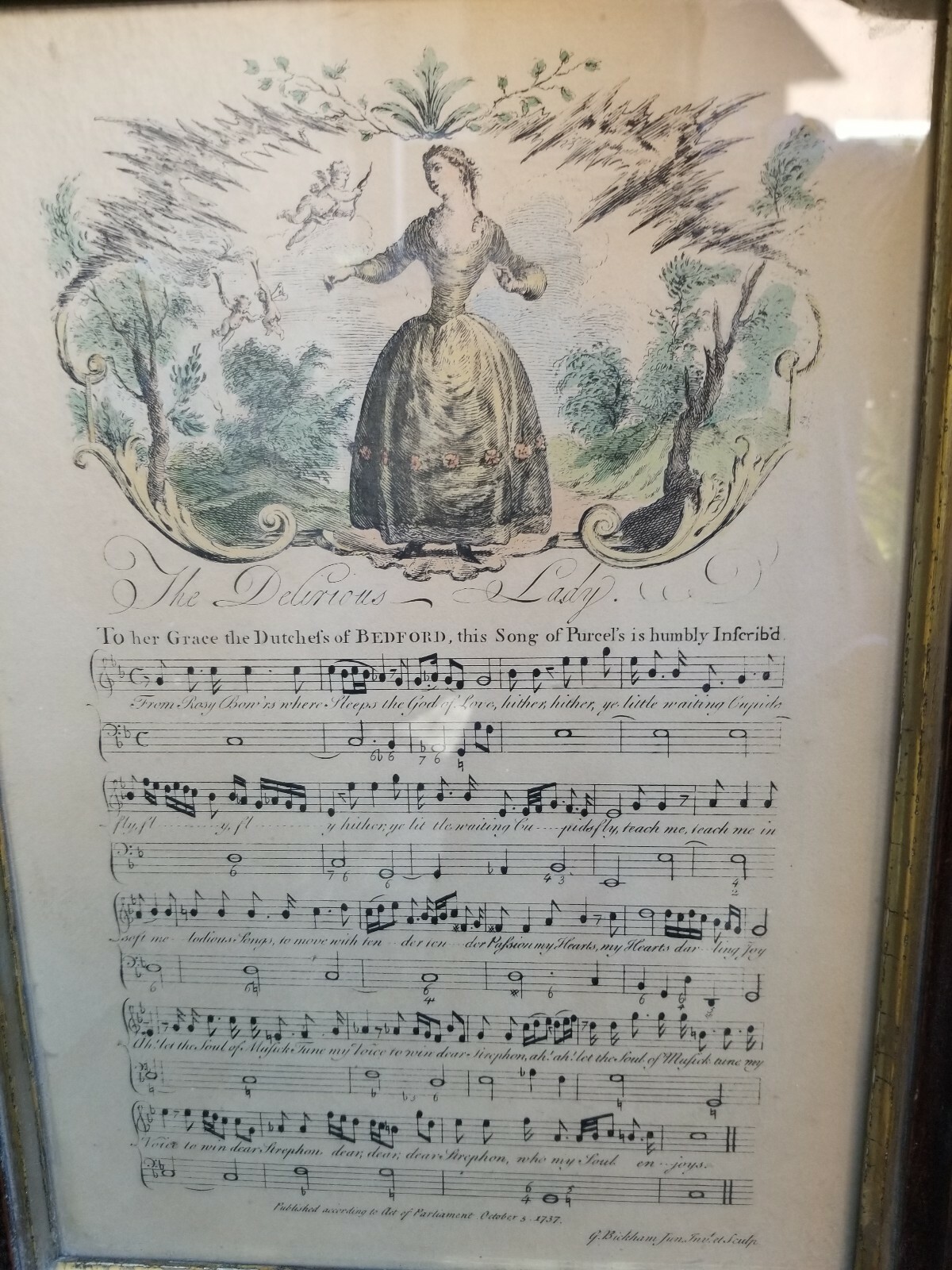 The Delirious Lady G. Beckham Engraved Musical Note Sheet Vintage 1800 ...