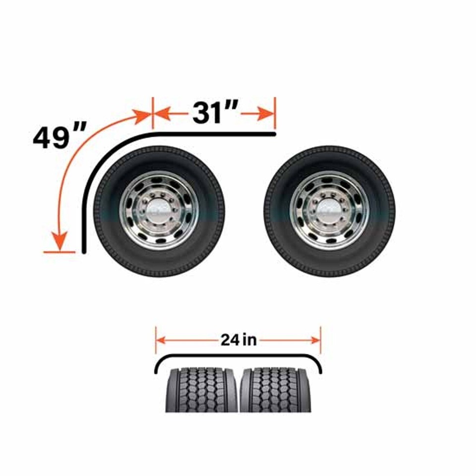 80” Stainless Steel Smooth Half Fenders W/ Brackets Fits Peterbilt FL ...