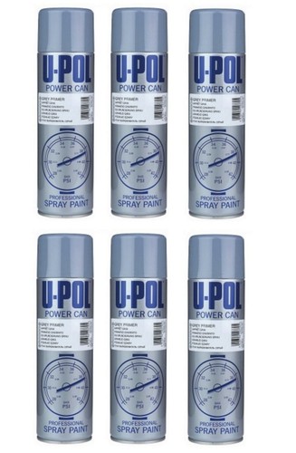 6 x U-POL Grey Primer Aerosol 500ml Spray Paint Body Wheel Steel ...