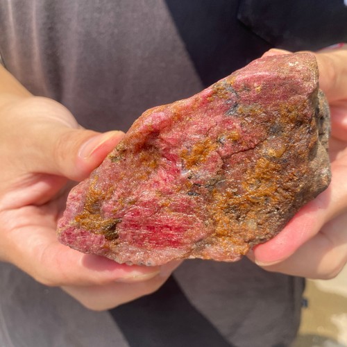 450g Raw Ore Red Black Rhodonite Quartz Gemstone Mineral Specimen ...