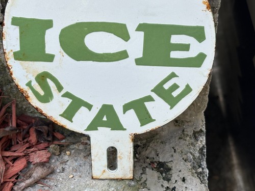 OLD "NEW STATE ICE" PORCELAIN PADDLE SIGN, (7.5"x 6") HARD TO FIND | eBay
