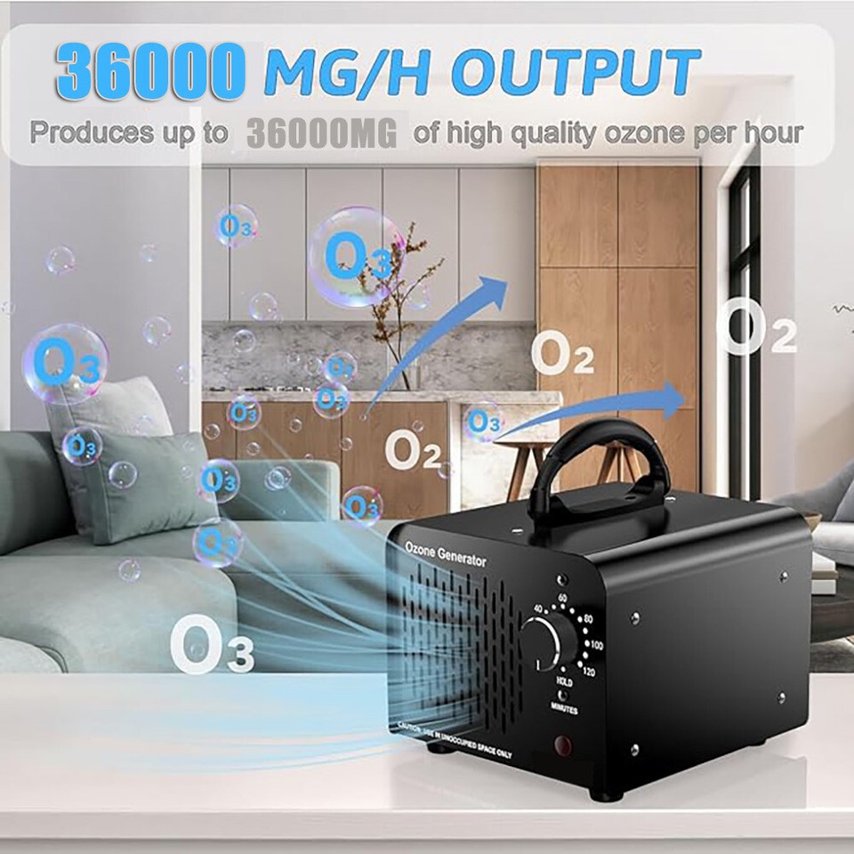 36000mg/h Ozone Generator Machine Air Purifier Ionizer Ozonator Timer ...
