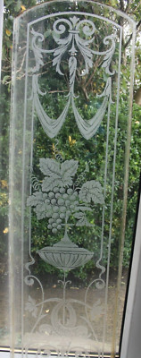 VICTORIAN ACID ETCHED GLASS FLORAL PANEL OLD PERIOD WINDOW | eBay UK