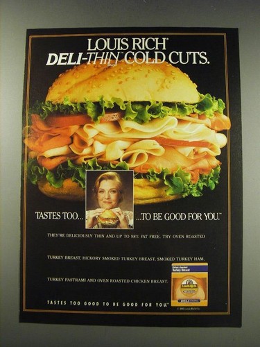 1991 Louis Rich Smoked Turkey Breast Ad - Louis Rich Deli-Thin Cold ...