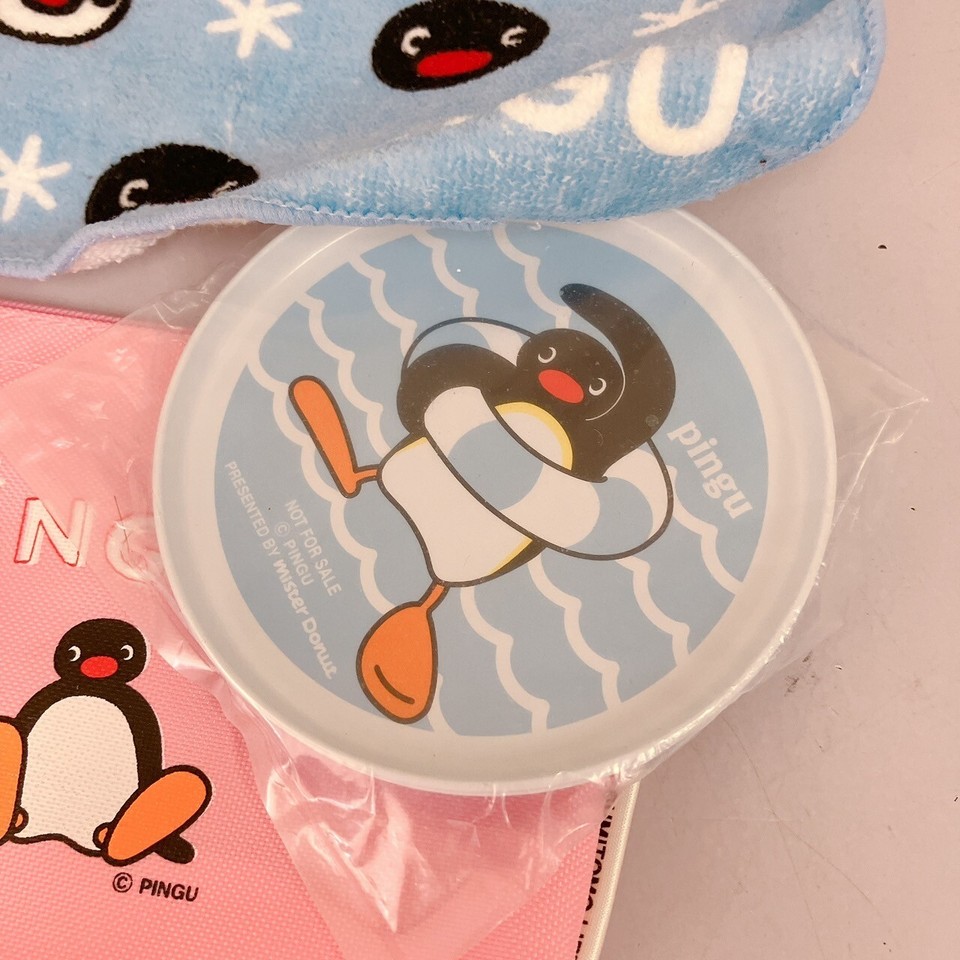 Pingu Goods Set Pinga Mini Towel Cup Pouch Pink Blue Kawaii Anime ...