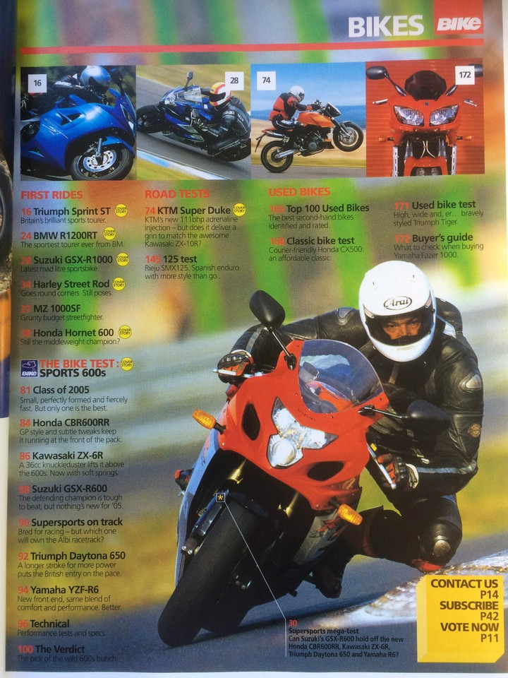 BIKE - April 2005 - Honda CBR600RR - Kawasaki ZX-6R - Suzuki GSX-R600 ...