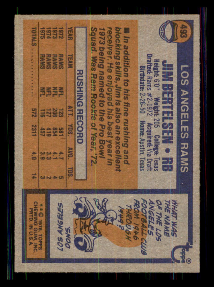 1976 Football Topps Jim Bertelsen Los Angeles Rams #493 | eBay