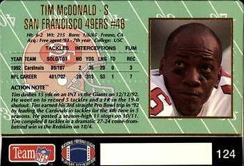 1993 Action Packed #124 Tim McDonald San Francisco 49ers | eBay