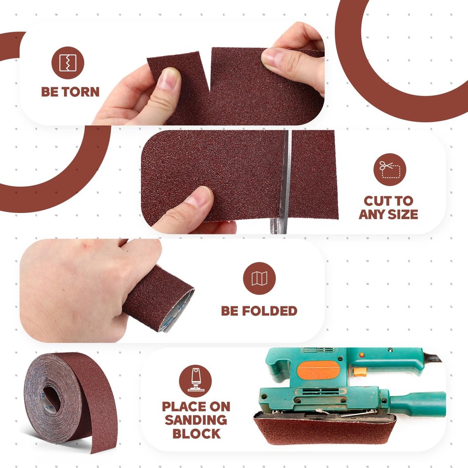 80 Grit Abrasive Sandpaper Roll 3''x100 ft Long Emery Cloth Sand Paper ...